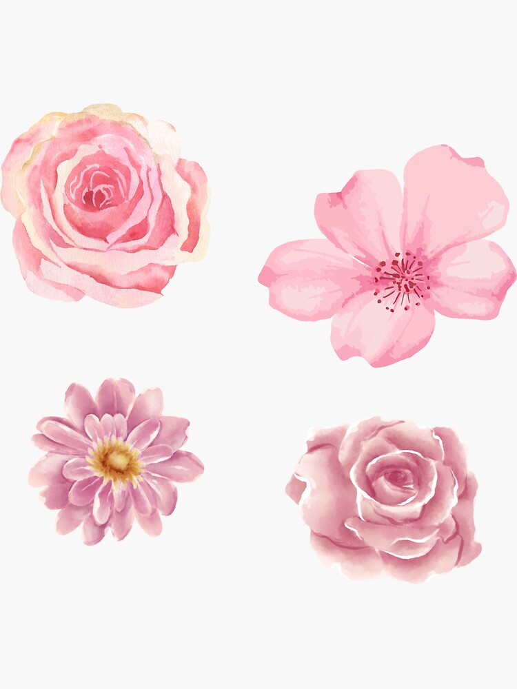 "Pink Flower Sticker Pack" Sticker for Sale by KhyisKlosett | Redbubble