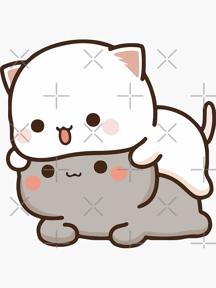 "Love Hugs, Peach and Goma" Sticker for Sale by dev-ilyass | Redbubble