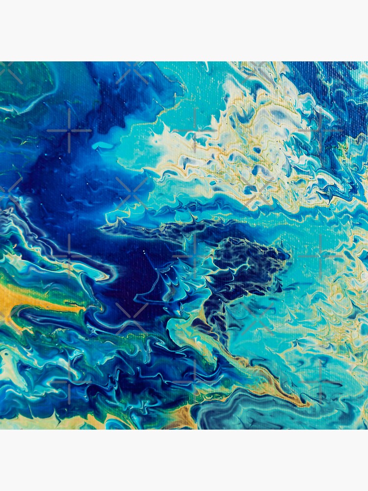"Blue Sky & Ocean Trippy Liquid Acrylic Liquid Drip Art | Landscape Art ...