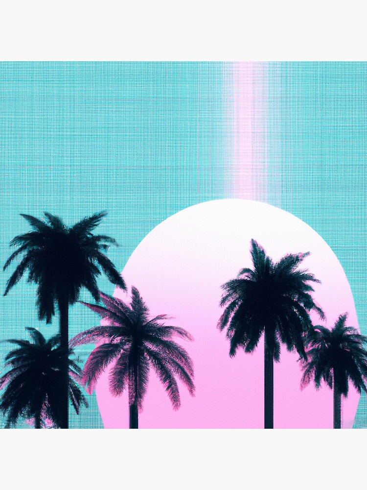 "Vaporwave Palm Tree Retro Sun Purple and Blue Sky Sunset" Poster for ...