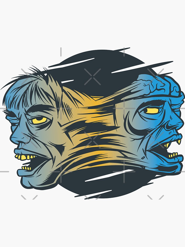 "Two scary faces melt" Sticker for Sale by Rob-Son | Redbubble