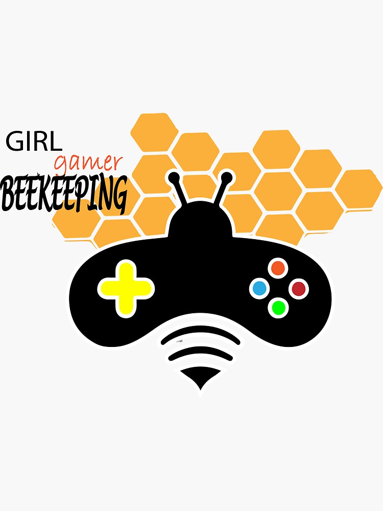 "girl gamer beekeeping.funny bee.funny game controller" Sticker for ...