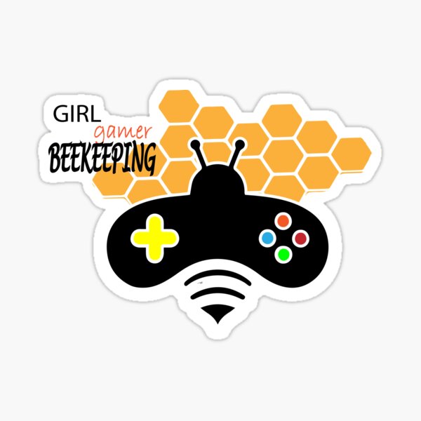 "girl gamer beekeeping.funny bee.funny game controller" Sticker for ...