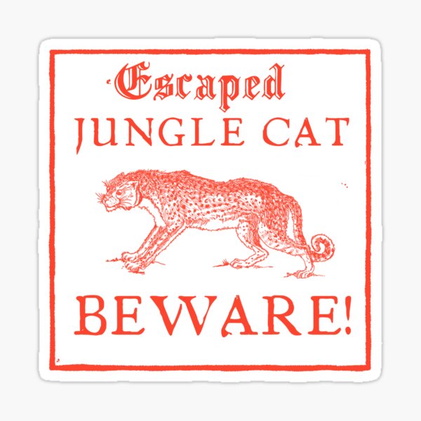 "Escaped Jungle Cat! (in red!)" Sticker for Sale by ArtSkeleton | Redbubble