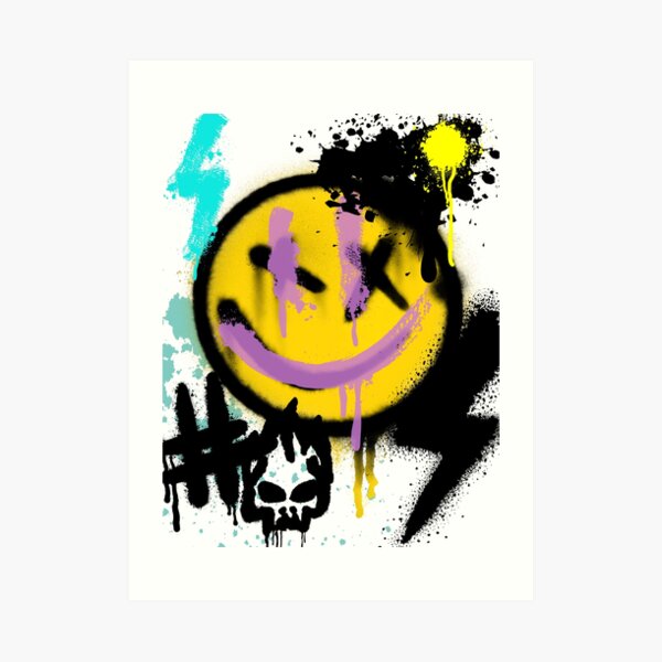 "Colorful Punk Rock spray painted Smiley face Graffiti" Art Print for ...