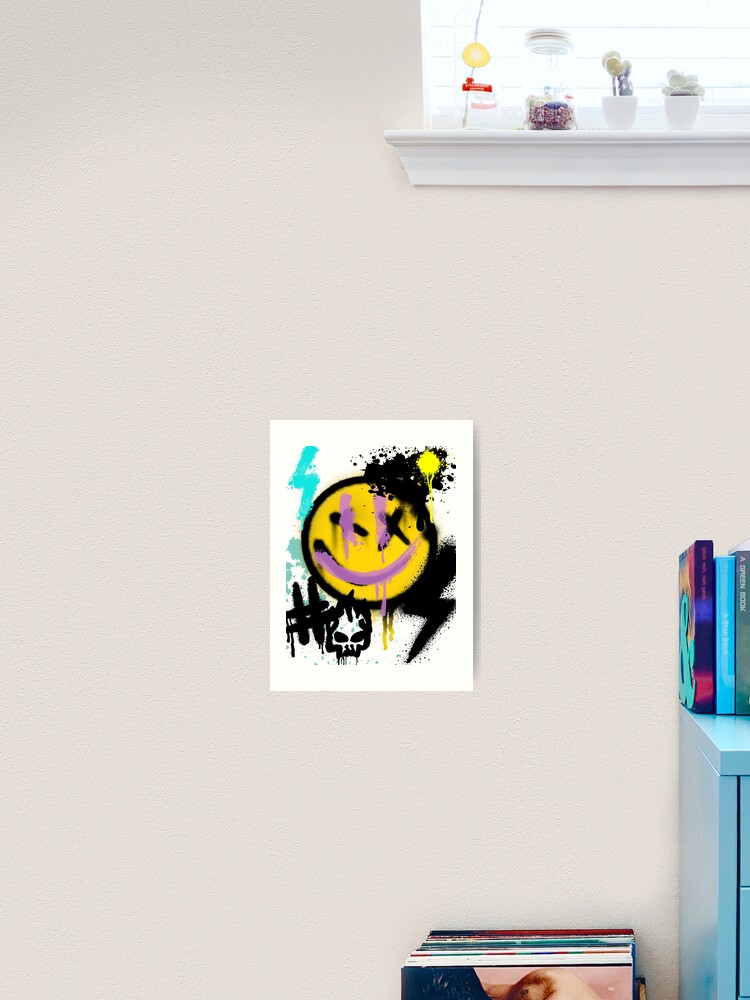 "Colorful Punk Rock spray painted Smiley face Graffiti" Art Print for ...
