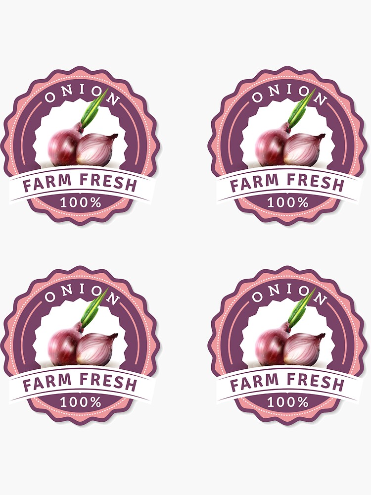 "Onion 100% Farm Fresh Product Label" Sticker for Sale by MerchPrints ...