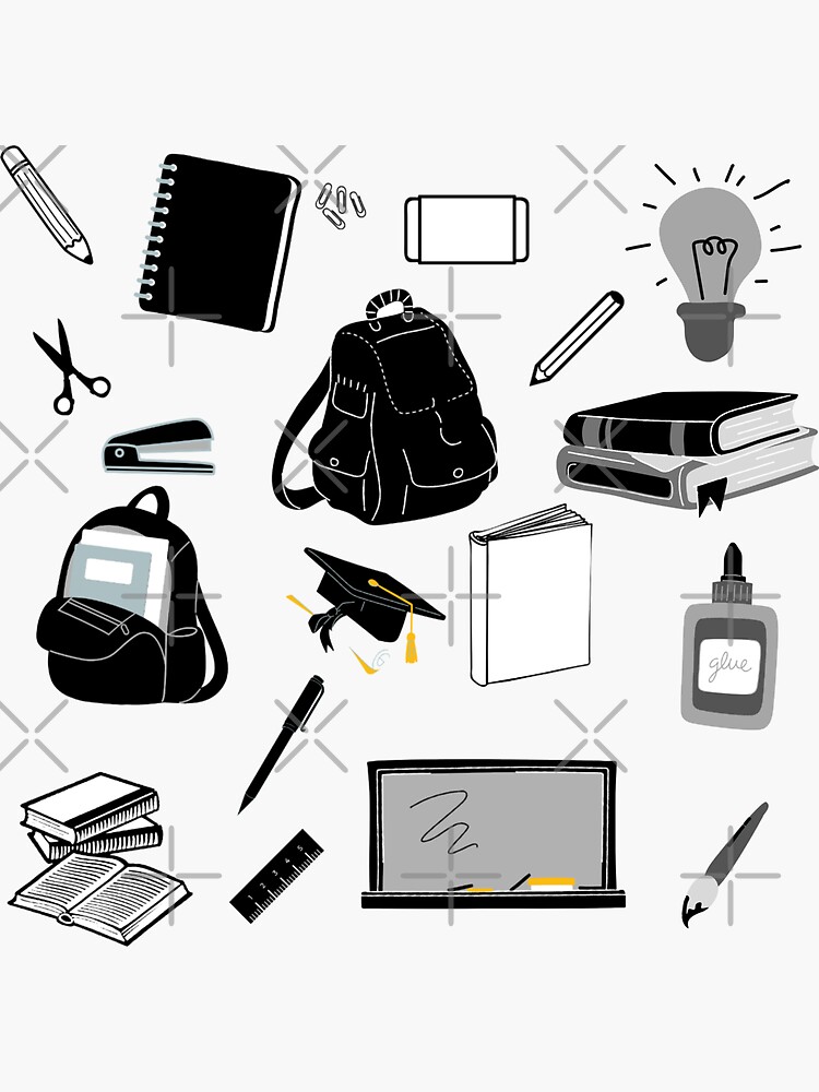 "Preppy school supplies" Sticker for Sale by Sakshi-S | Redbubble