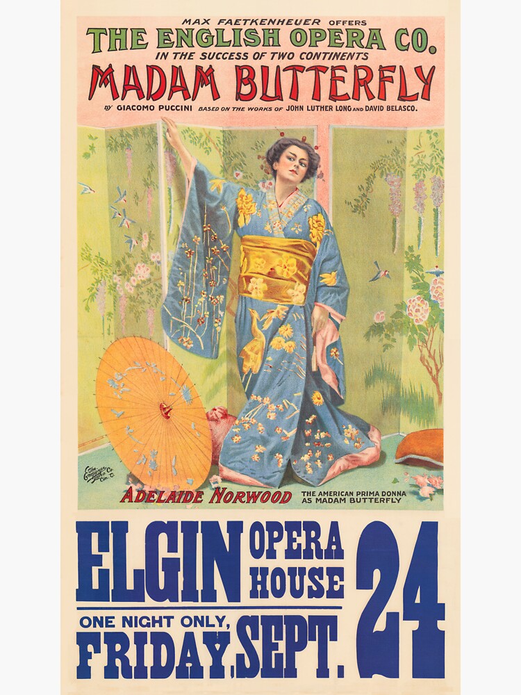 "Madam Butterfly" Sticker for Sale by MyInspiredPrint | Redbubble