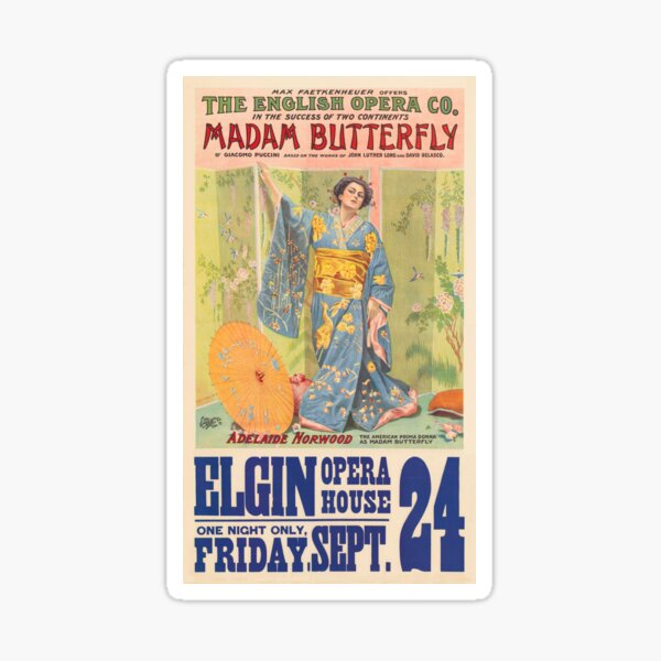 "Madam Butterfly" Sticker for Sale by MyInspiredPrint | Redbubble
