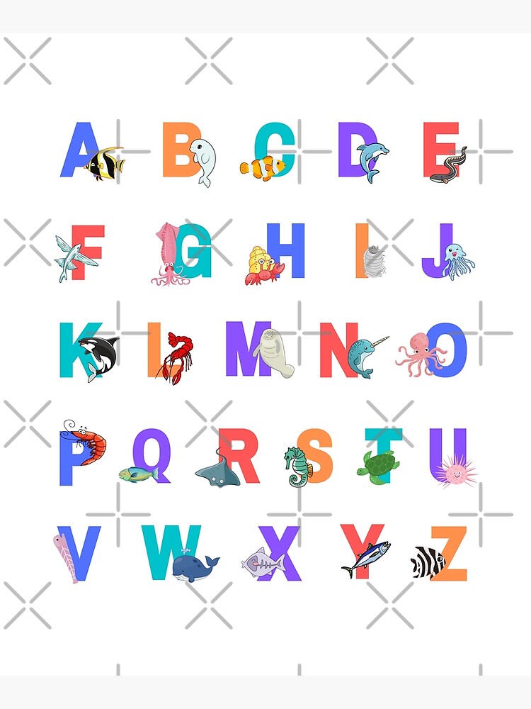"Alphabet sea animals cute and colorful" Poster for Sale by CherieTree ...