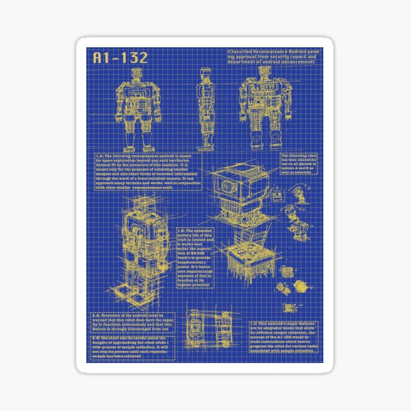 "A1-132 Completed Blueprint" Sticker for Sale by ramthedinolover ...