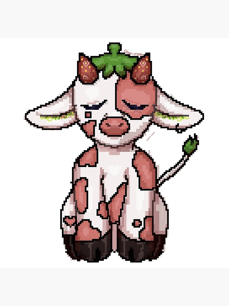 "Pixel art strawberry cow, pink cottagecore cow" Art Print for Sale by ...