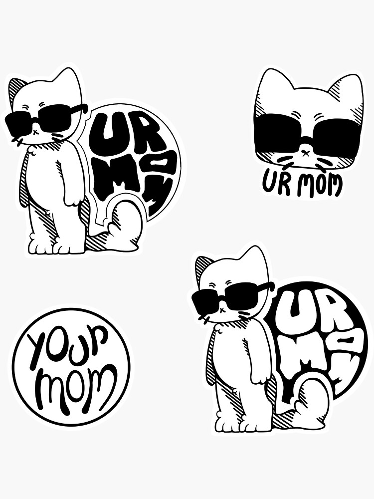 ""UR MOM" Kitty Sticker Pack" Sticker for Sale by GRVL | Redbubble