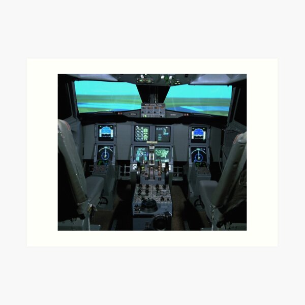 "Interior view of an aircraft flight simulator." Art Print by ...