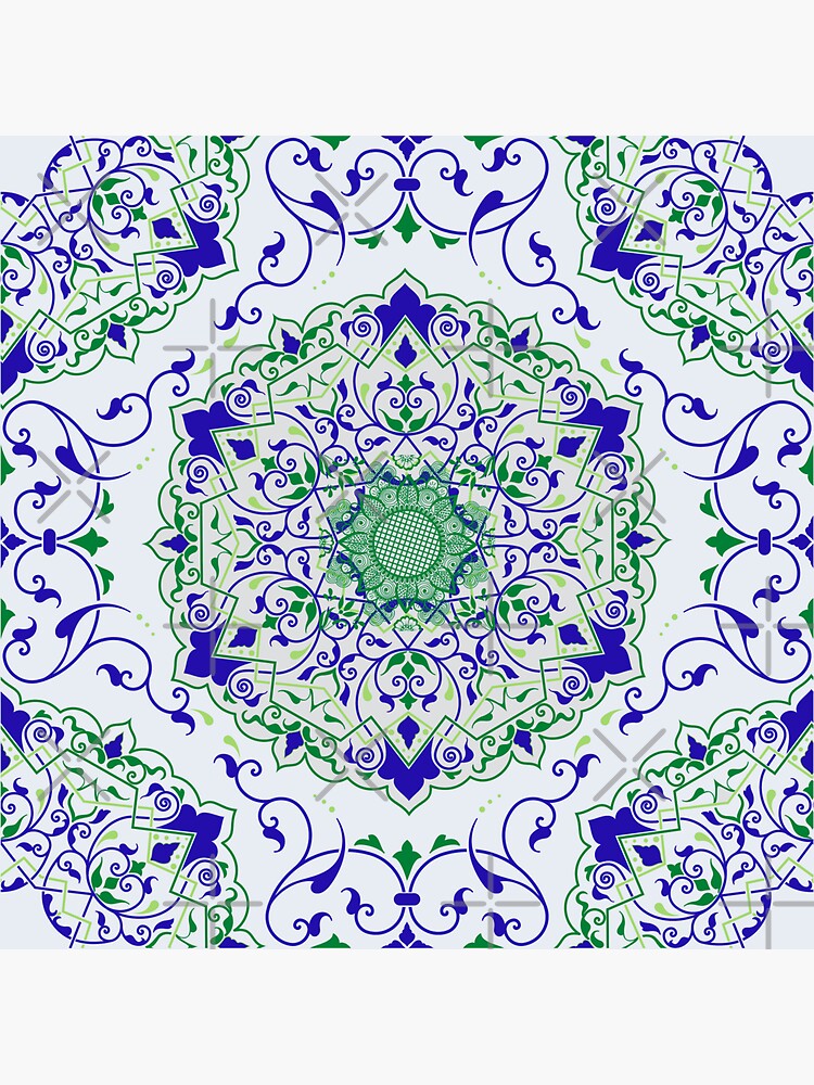 "Blue Green Medieval Tile Pattern" Sticker for Sale by sfpatterns ...