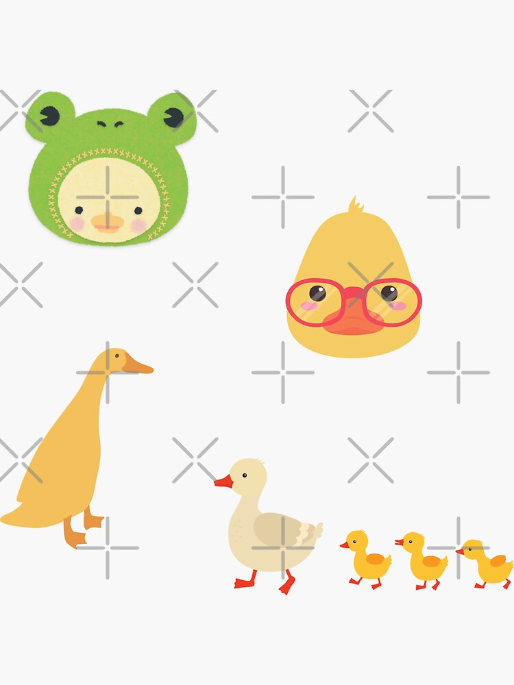 "Ducks doing cute things, frog duck, duck wears glasses" Sticker for ...