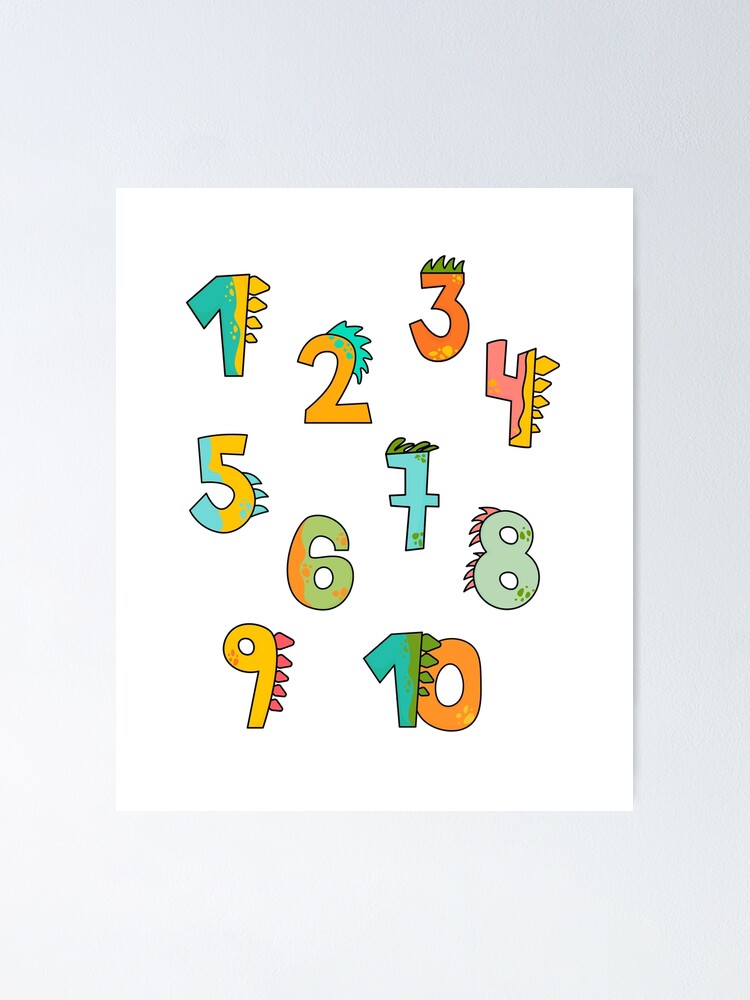 "Dinosaur Numbers for kids - cute and colorful" Poster for Sale by ...