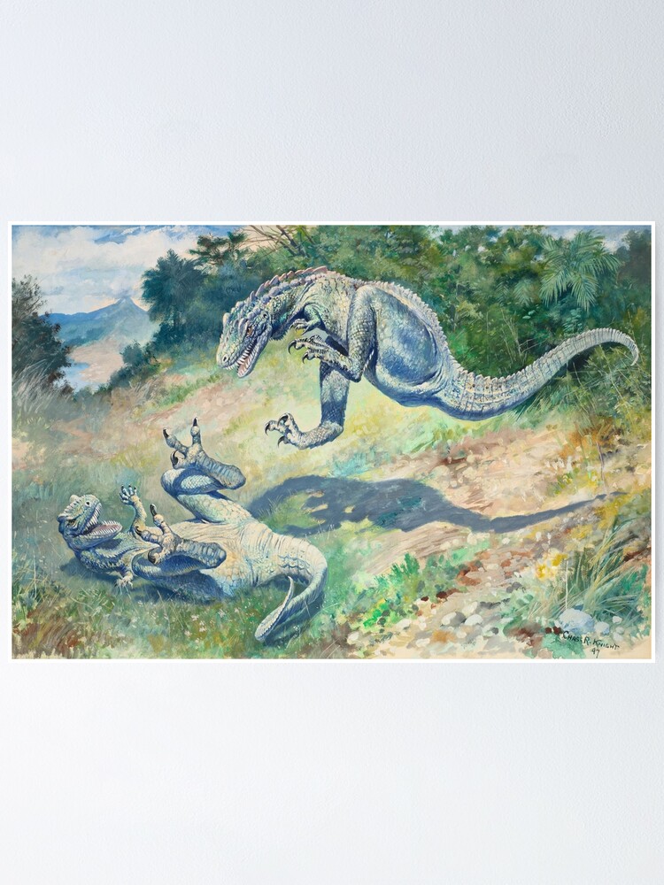 "Leaping Laelaps by Charles R. Knight - Dinosaur painting" Poster for ...