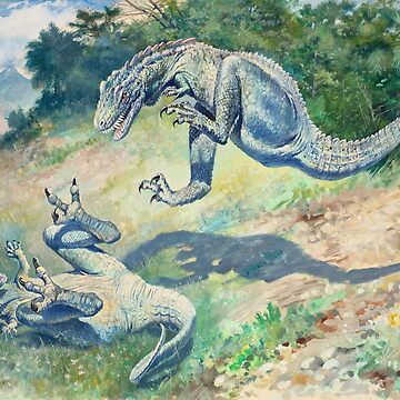"Leaping Laelaps by Charles R. Knight - Dinosaur painting" Poster for ...