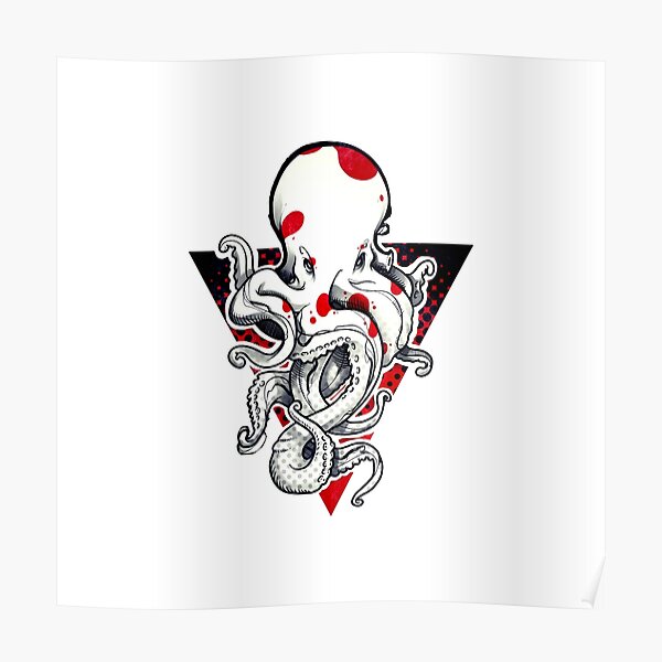 "angry octopus tattoo" Poster for Sale by si3iy | Redbubble