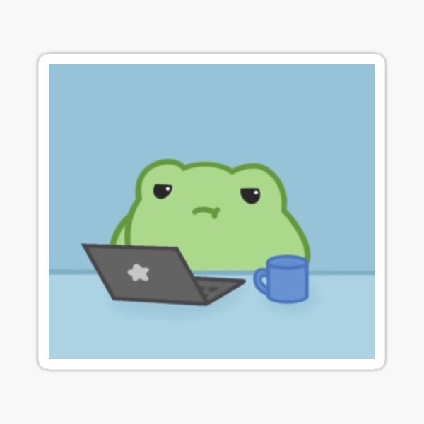 "Frog at work " Sticker for Sale by Kamila19 | Redbubble