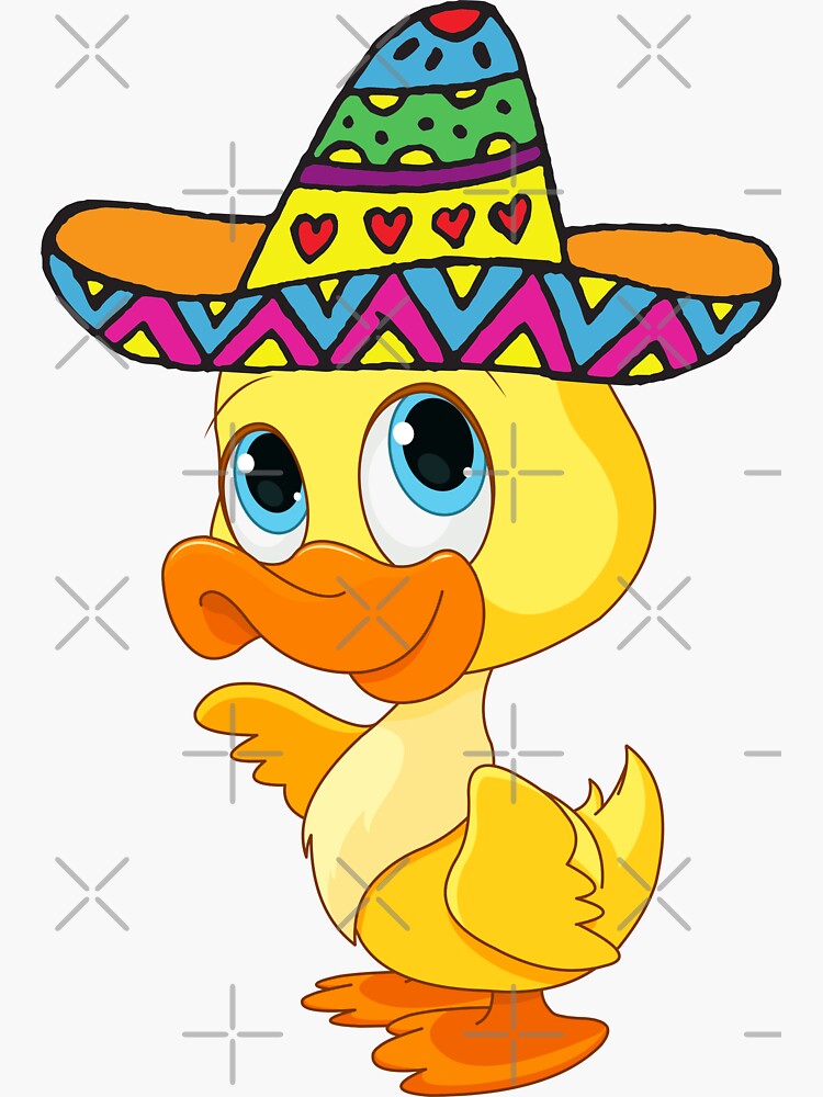 "Ducks doing cute things, duck with colorful hat" Sticker for Sale by ...