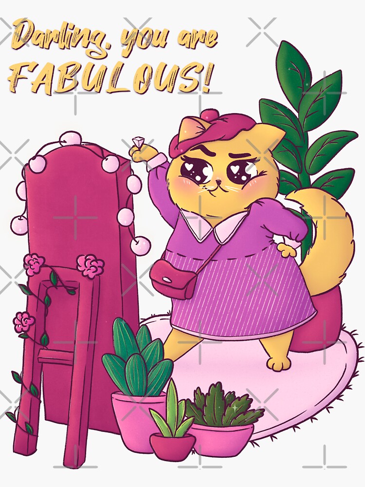 "Darling You Are Fabulous Cat Lady" Sticker for Sale by LenasScribbles ...