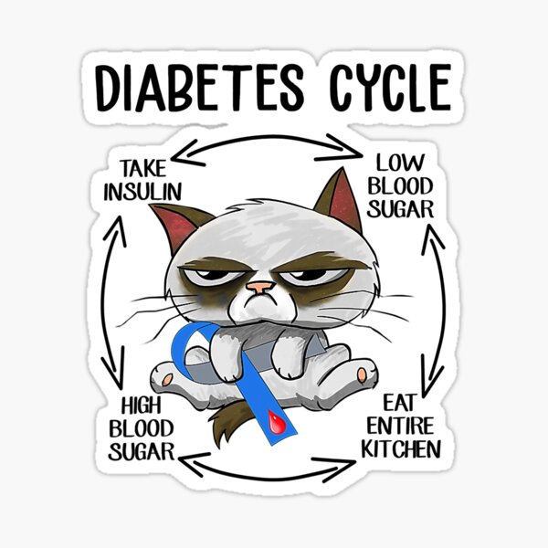 "Cat Diabetes Cycle Diabetes Awareness Blue Ribbon" Sticker for Sale by ...