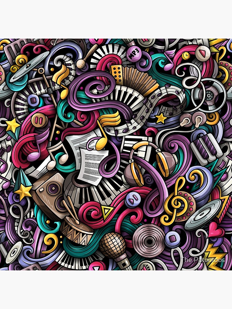 "Musical Notes Instruments - Colourful Piano Keys Disco Art ...
