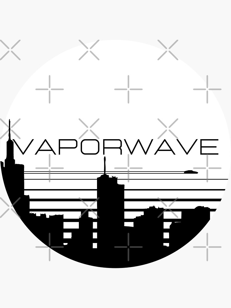 "Vaporwave sun outline with city in backround" Sticker for Sale by ...