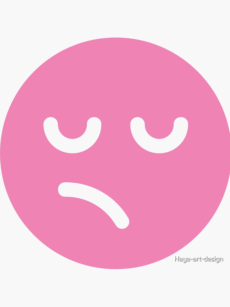"SAD FACE Emoji in Pink colour." Sticker for Sale by Haya-art-design ...