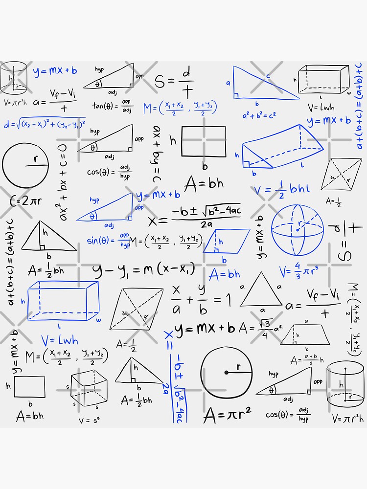 "back-to-school maths formula blue and black" Sticker for Sale by ...