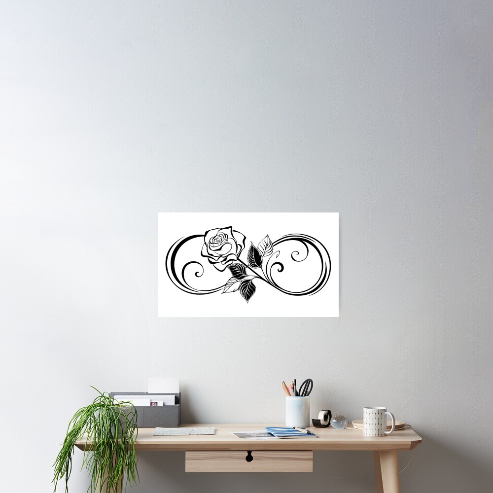 "Infinity symbol with outline rose" Poster for Sale by Blackmoon9 ...