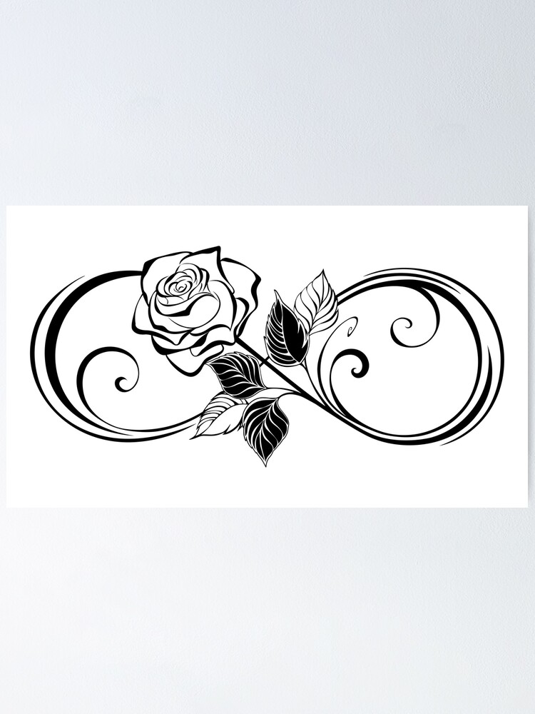 "Infinity symbol with outline rose" Poster for Sale by Blackmoon9 ...