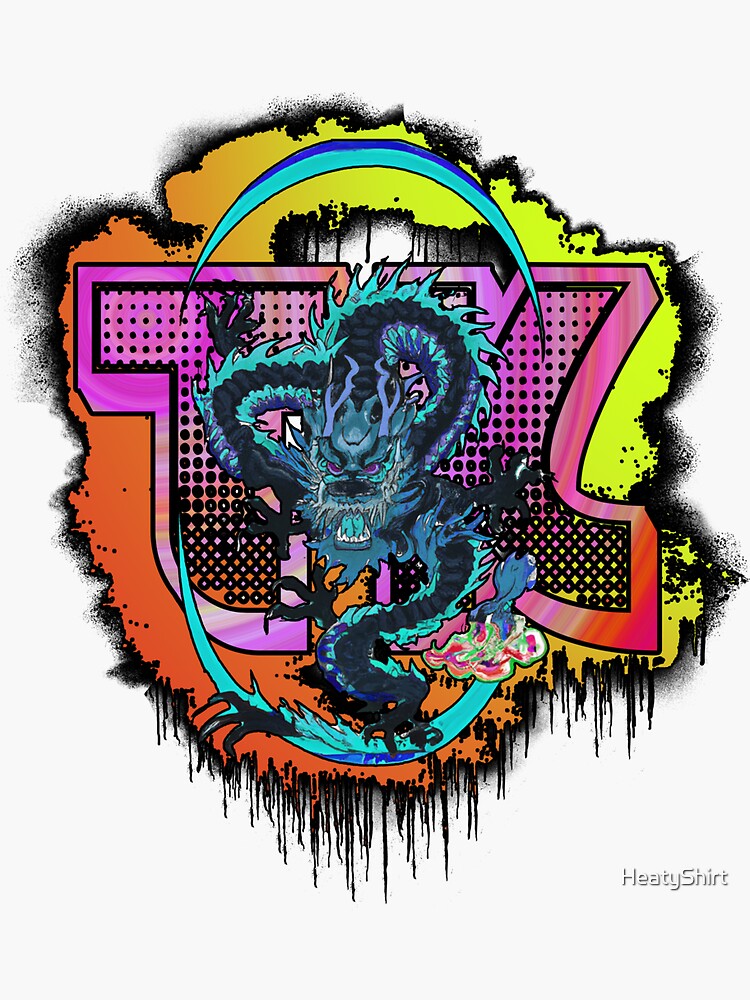 "Psychedelic Japanese Dragon TK" Sticker for Sale by HeatyShirt | Redbubble