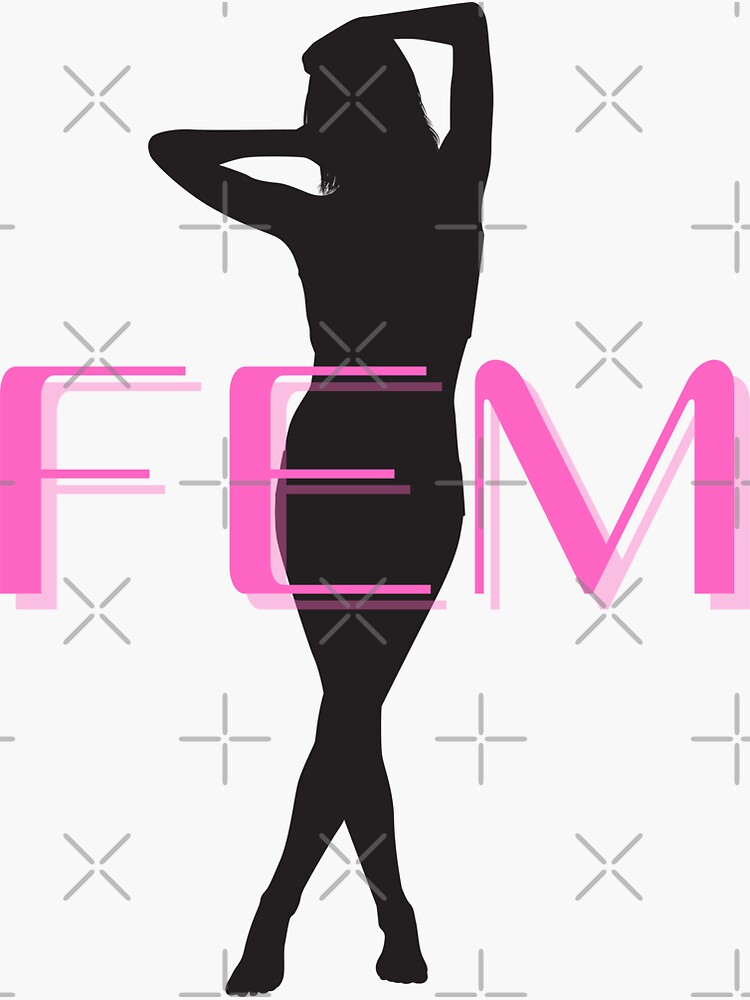 "Fem Silhouette Sissy girl pink and dark grey" Sticker for Sale by ...