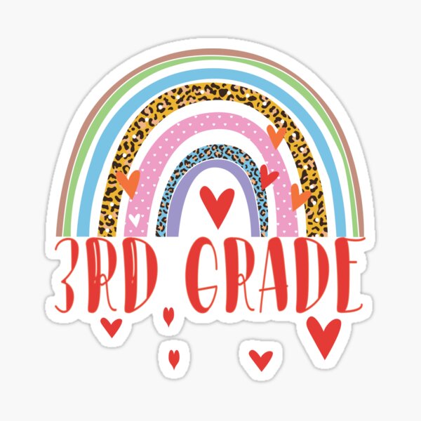" Best Back To School 3rd Grade,3rd Grade Rainbow Idea Heart" Sticker ...