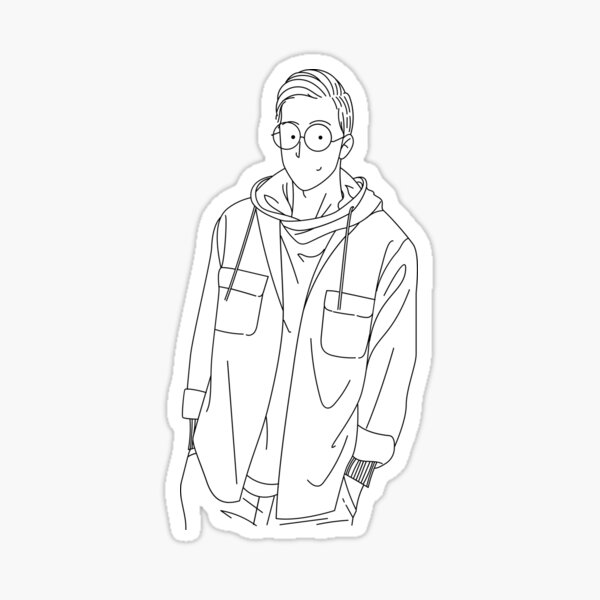 "Fashionable Male Model in a Minimalist Line Art" Sticker for Sale by ...
