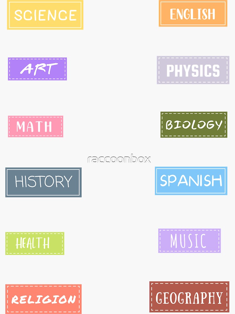 "Preppy and aesthetic school subjects" Sticker for Sale by raccoonbox ...