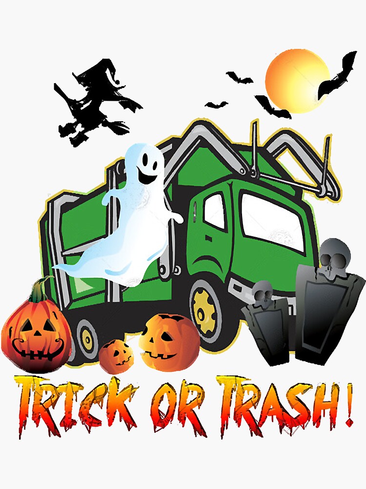 "Halloween! Trick or Trash " Sticker for Sale by AnnAnders67999 | Redbubble
