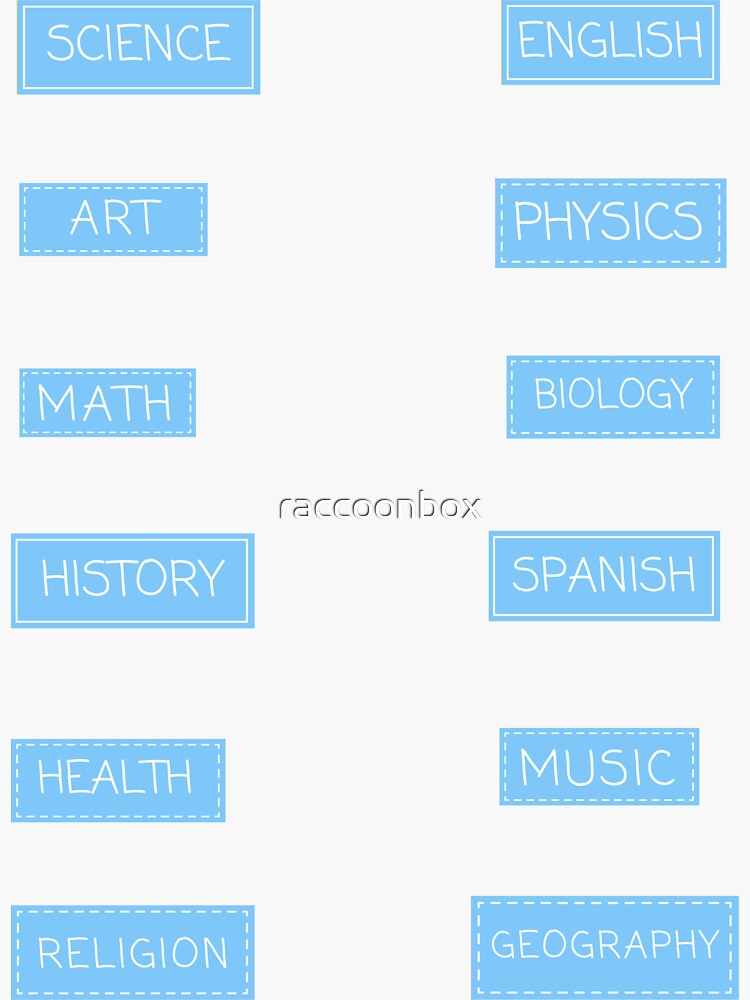 "Preppy school subjects Simple Design Blue" Sticker for Sale by ...