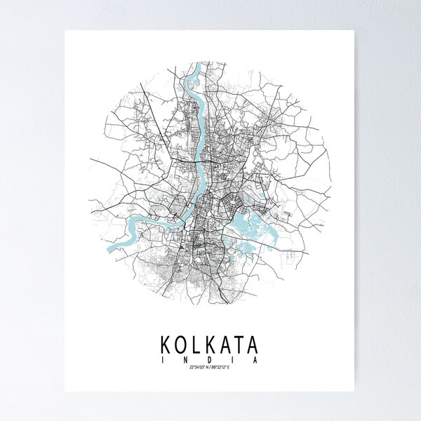 "Kolkata City Map of India - Circle" Poster for Sale by deMAP | Redbubble