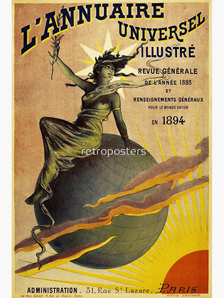 "L' ANNUAIRE UNIVERSEL ILLUSTRE 1894 French Art Nouveau Poster by Jean ...