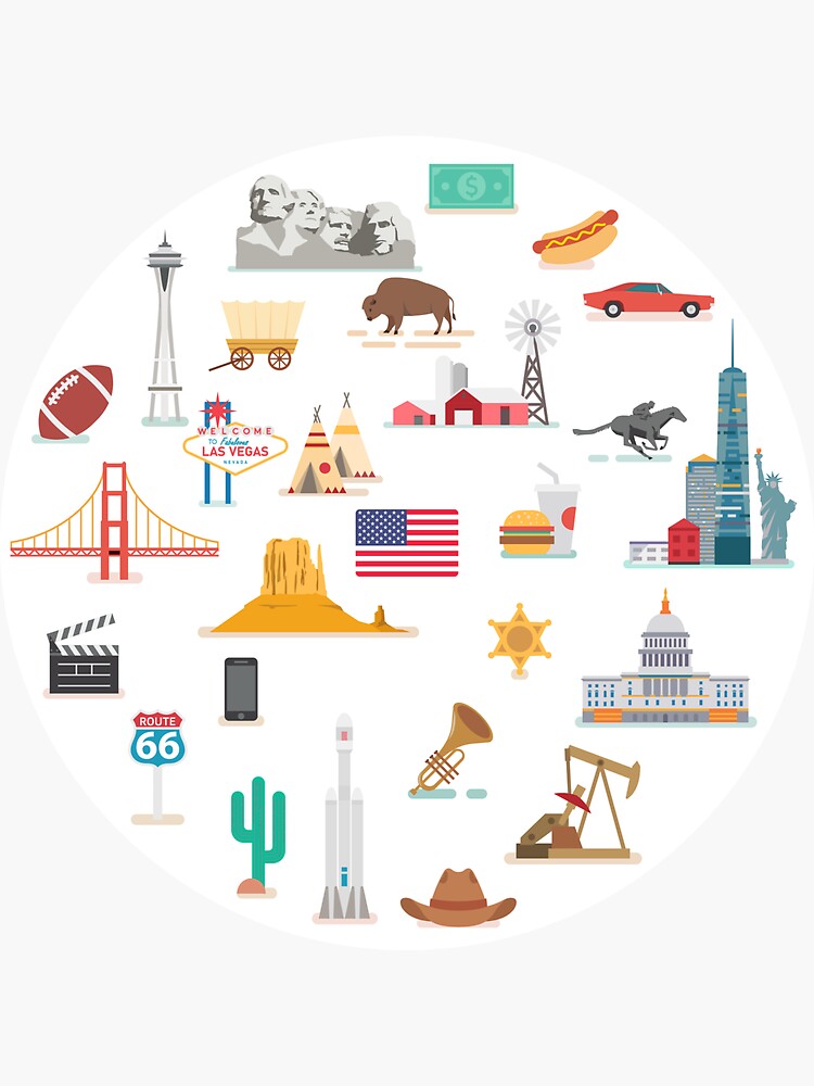 "USA Landmarks" Sticker for Sale by Antikwar | Redbubble