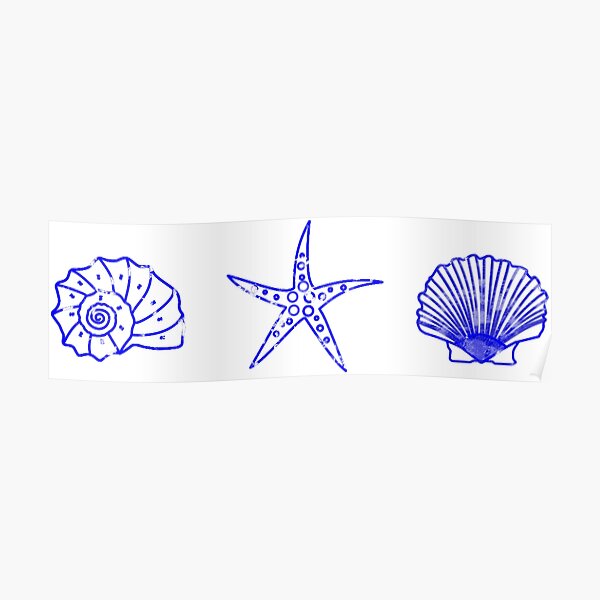 "Sea shells in blue color " Poster for Sale by VeganGuitarizm | Redbubble