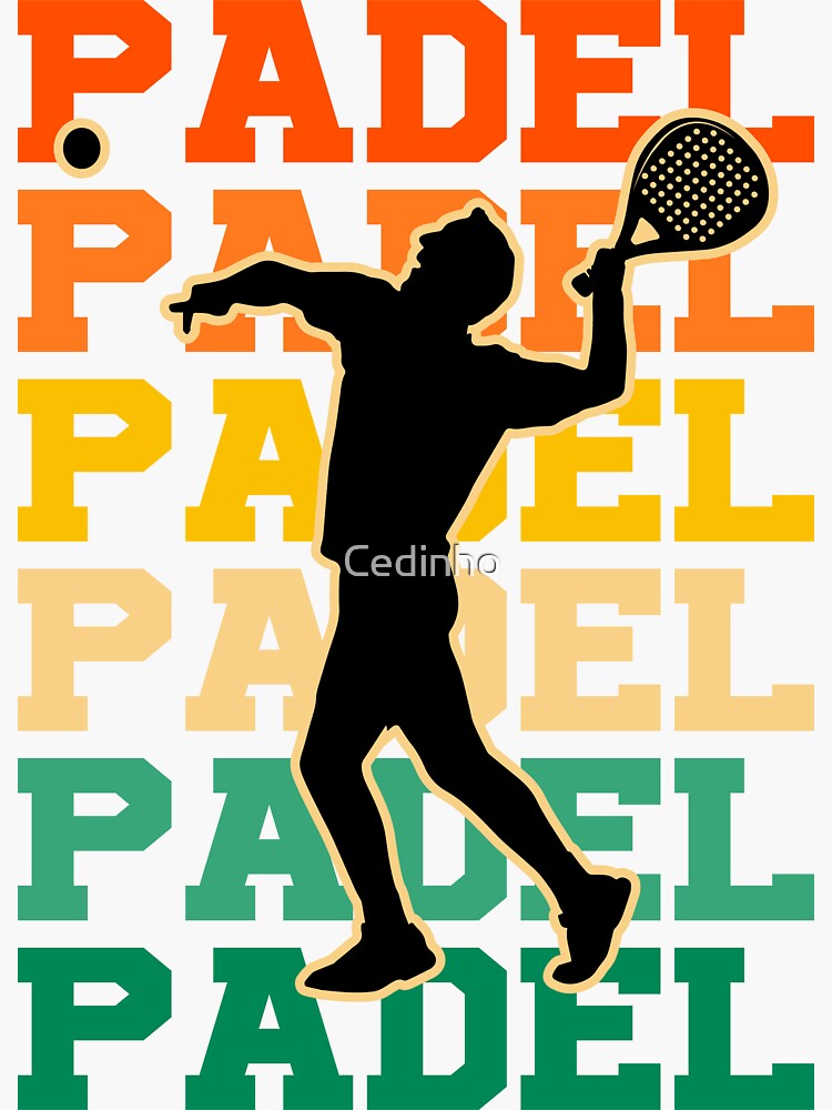 "Retro padel player smashing in front of net on padel field" Sticker ...