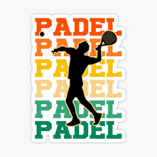 "Retro padel player smashing in front of net on padel field" Sticker by ...