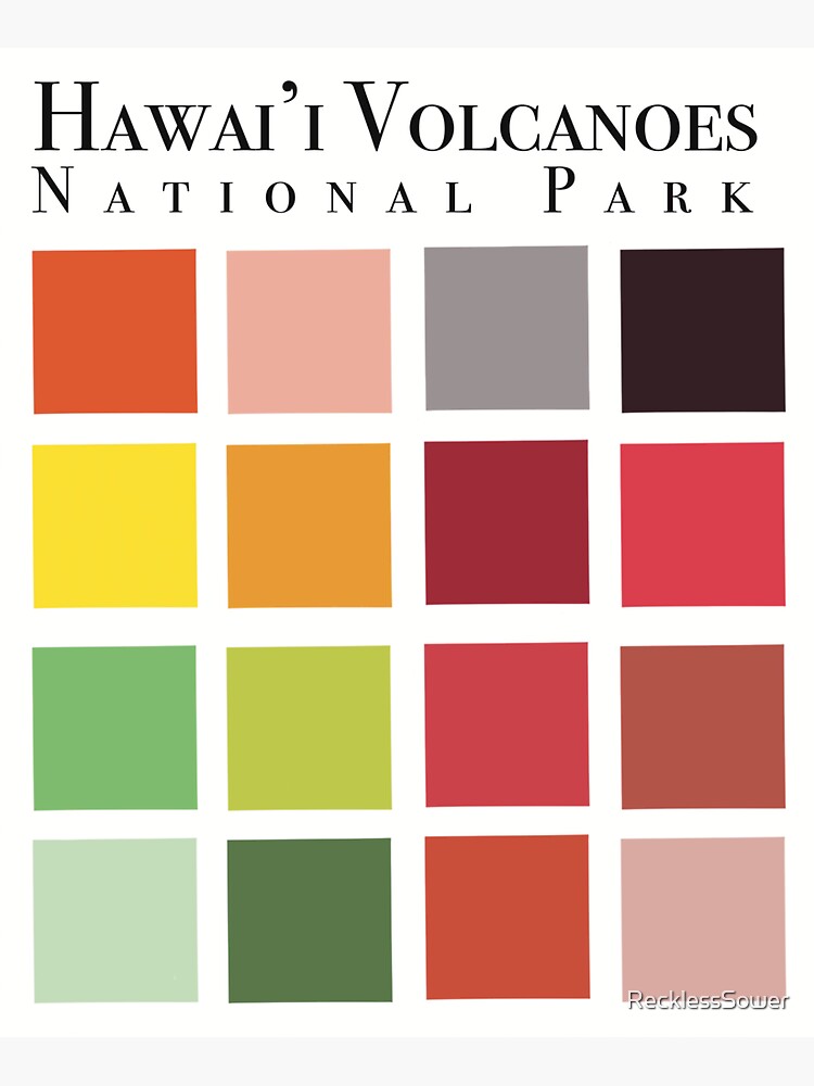 "Minimalist Hawai’i Volcanoes National Park color palette" Sticker for ...
