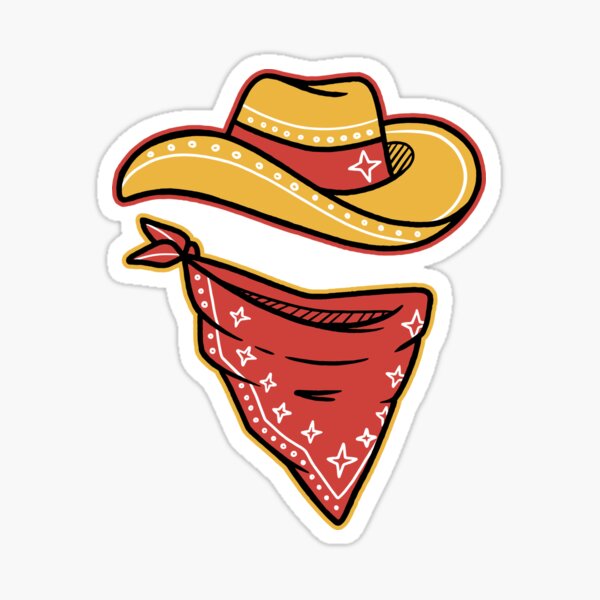 "Cowboy Hat and Bandana " Sticker for Sale by dreamingoutwest | Redbubble